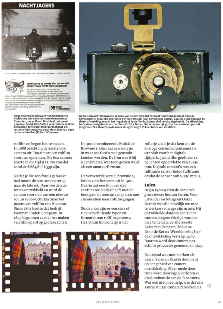 Artikel over de geschiedenis van de filmrol en digitale camera